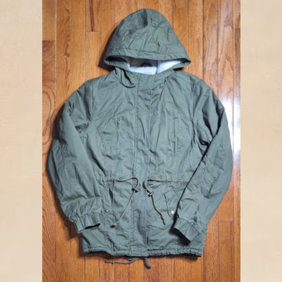 Love Tree | Jackets & Coats | Love Tree Olive Drab Hooded Parka Sherpa ...